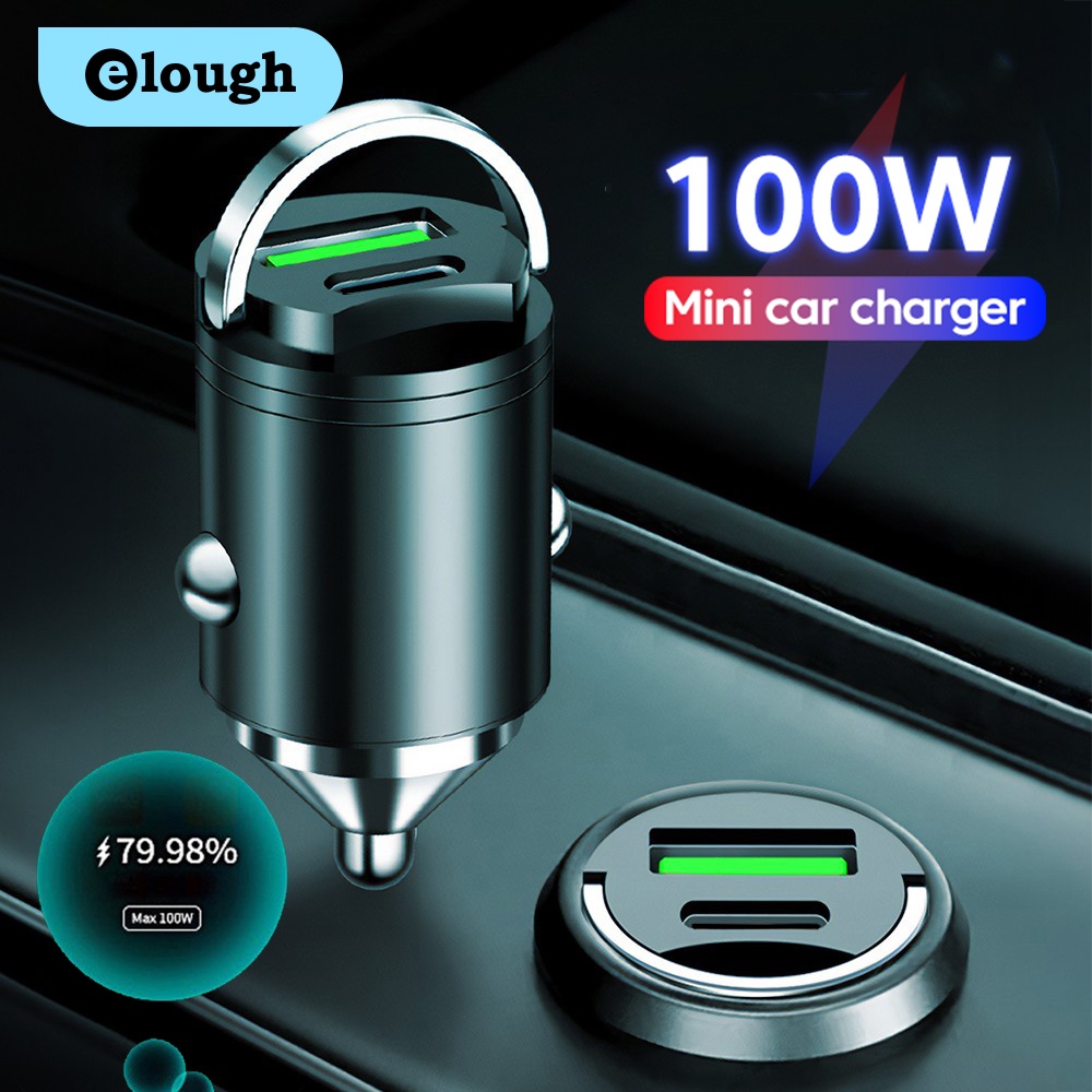 Elough QC3.0 อะแดปเตอร์ชาร์จโทรศัพท์มือถือ USB Type C PD30W 100W สําหรับรถยนต์ | Shopee Thailand