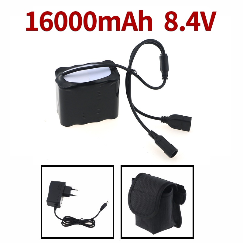 16000mAh 8.4V 18650 Battery Pack Bike Light Battery 6*18650 Lithium Ion ...