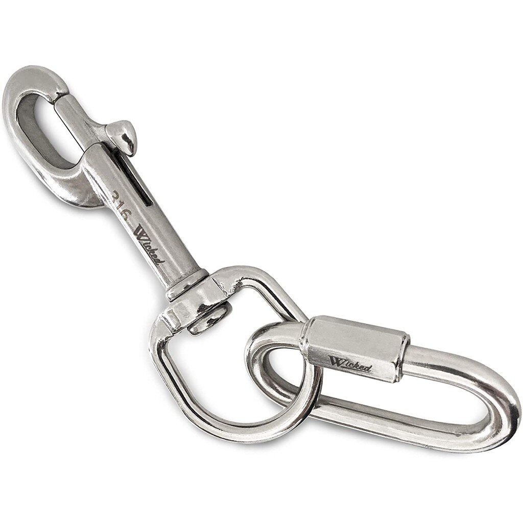 WICKED - Single Snap Hook (SS316) - 91mm w. M4 Quick link (ตะขอ สำหรับ ...