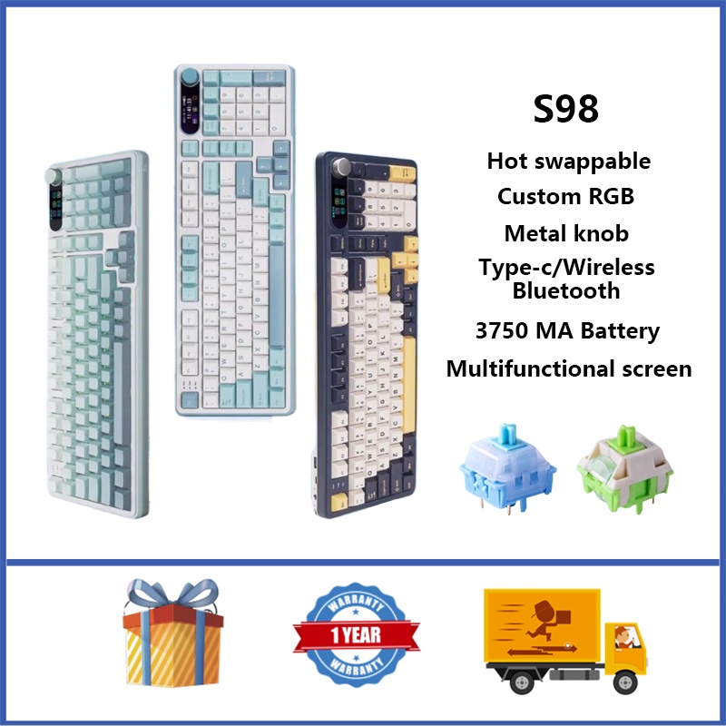 Rk Royal Kluge S98 คีย์บอร์ดไร้สาย RGB อเนกประสงค์ พร้อมลูกบิด | Shopee ...