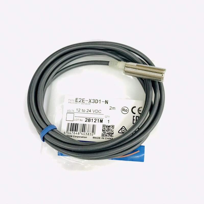 Sensor E2E-X3D1-N-Z เซนเซอร์ตรวจจับโลหะ Proximity Sensorระยะตรวจจับ 3mm NPN-NO เกลียว 12mm 2สาย ...