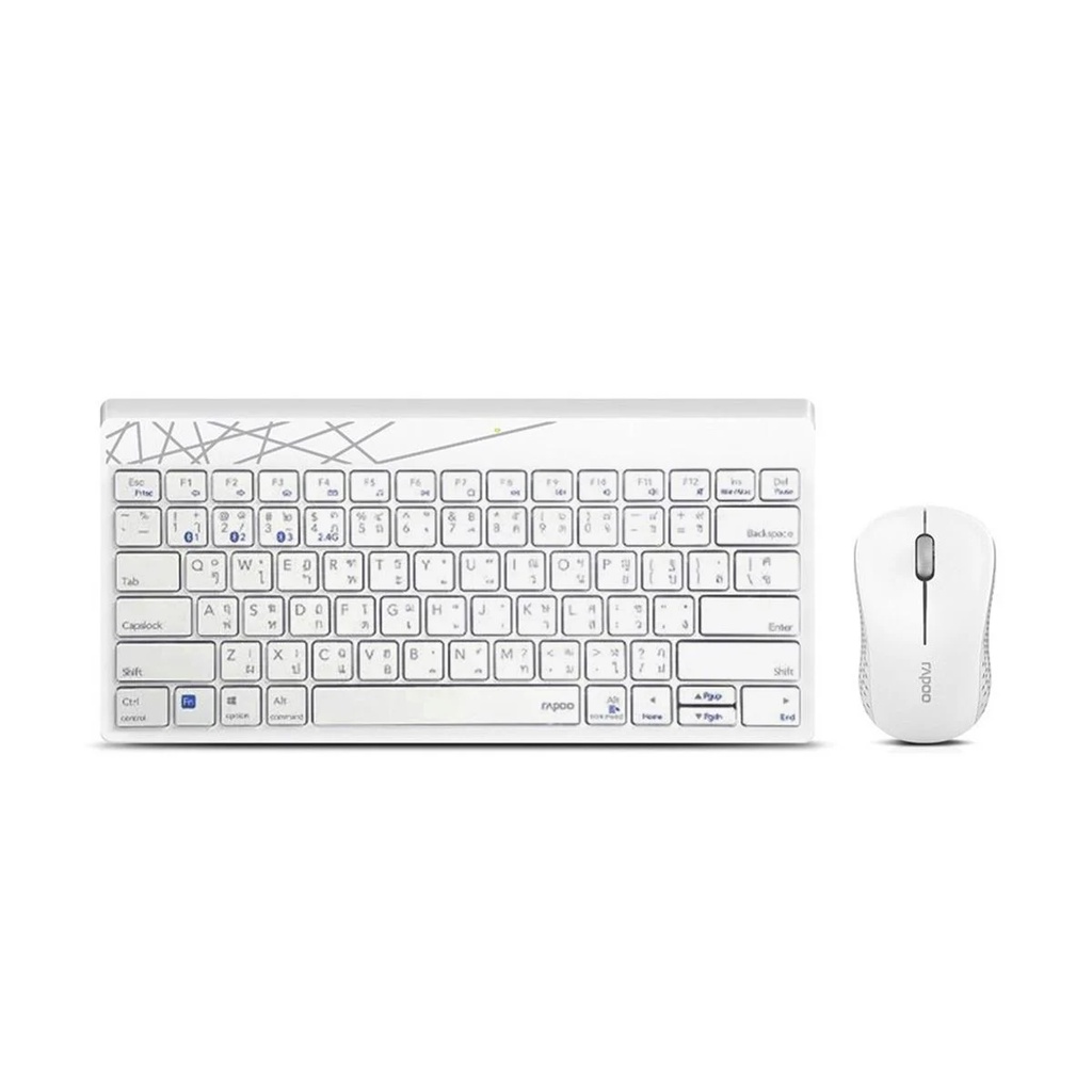 RAPOO KEYBOARD & MOUSE WIRELESS KB-8000M (WHITE) | Shopee Thailand