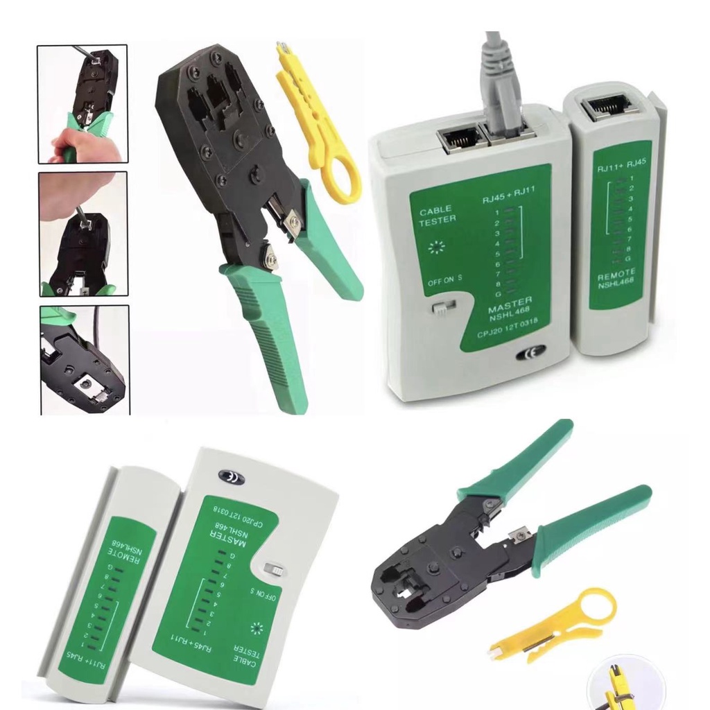 Set 2in1 คีมเข้าหัวสายแลน Network RJ45 CAT5 RJ11 RJ12 LAN Cable + ตัว ...