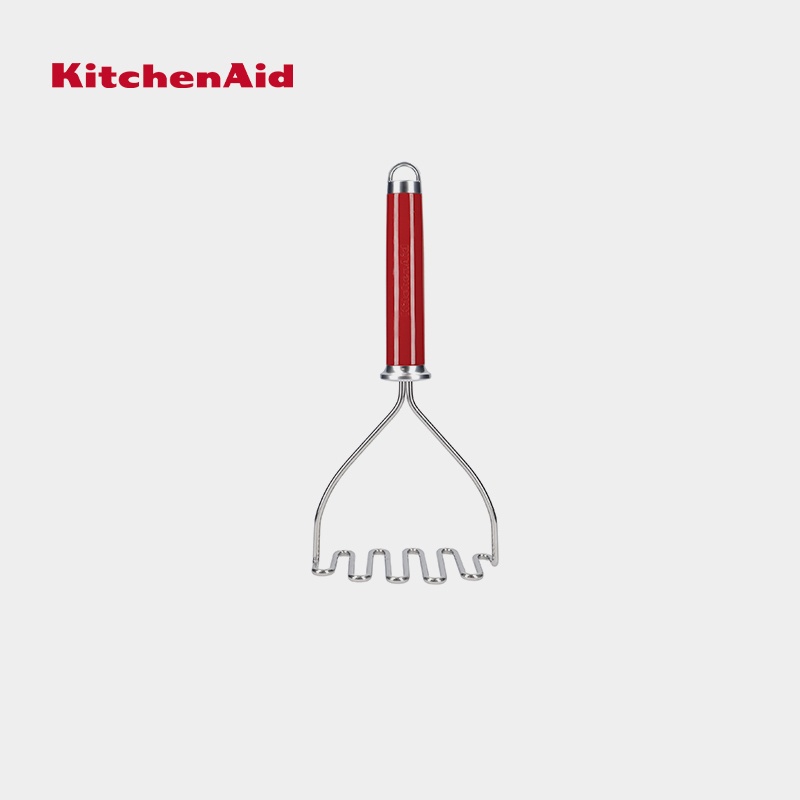 KitchenAid Stainless Steel Potato Masher - Almond Cream/ Empire Red ...