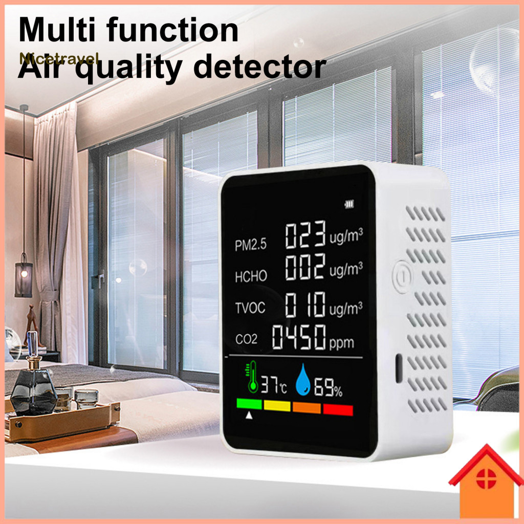 [Ni] เครื่องทดสอบฟอร์มาลดีไฮด์ ชาร์จ USB CO2 TVOC HCHO ความแม่นยําสูง 1 ...
