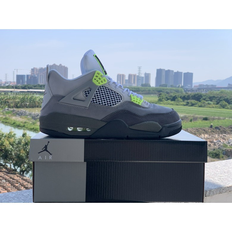 S229 แท้ Air Jordan 4 SE Air Max 95 Neon aj4 สีเทา/สีเขียวรองเท้าผ้าใบ ...