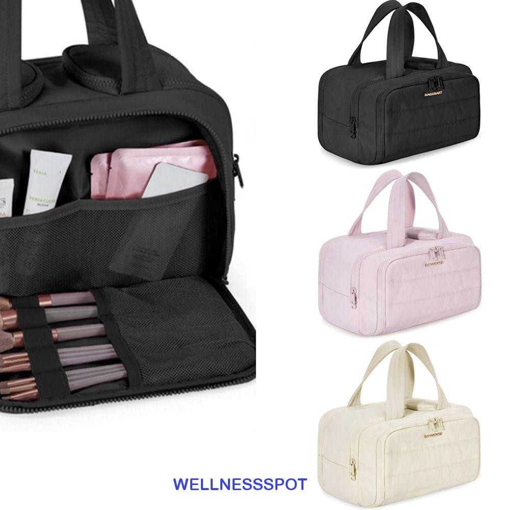 Wellnessspot กระเป๋าเดินทาง,น้ําหนักเบาแบบพกพาแต่งหน้า,ทนทานกันน้ําจับกว้าง-เปิดภาชนะ ...