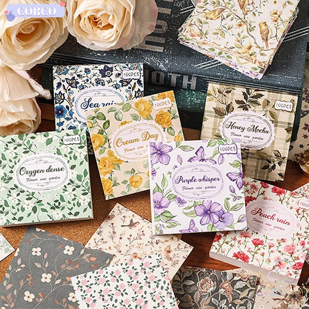 Corco 100 ชิ้น Non-Sticky Notes, Non-Sticky ดอกไม้ Vine Themed หมายเหตุ ...