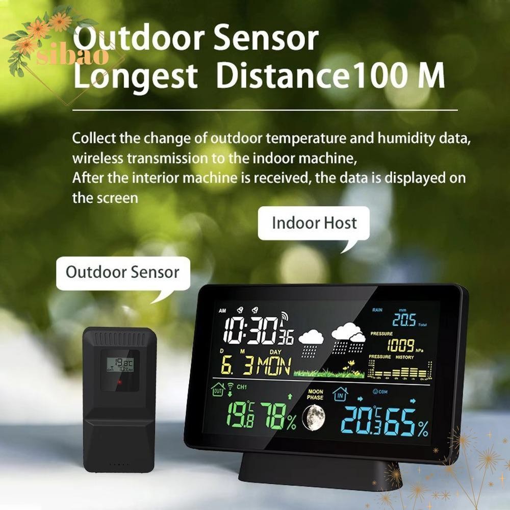 Sibao Hygrothermograph, EU 8-in-1 Indoor Outdoor Temperature, Display 7 ...