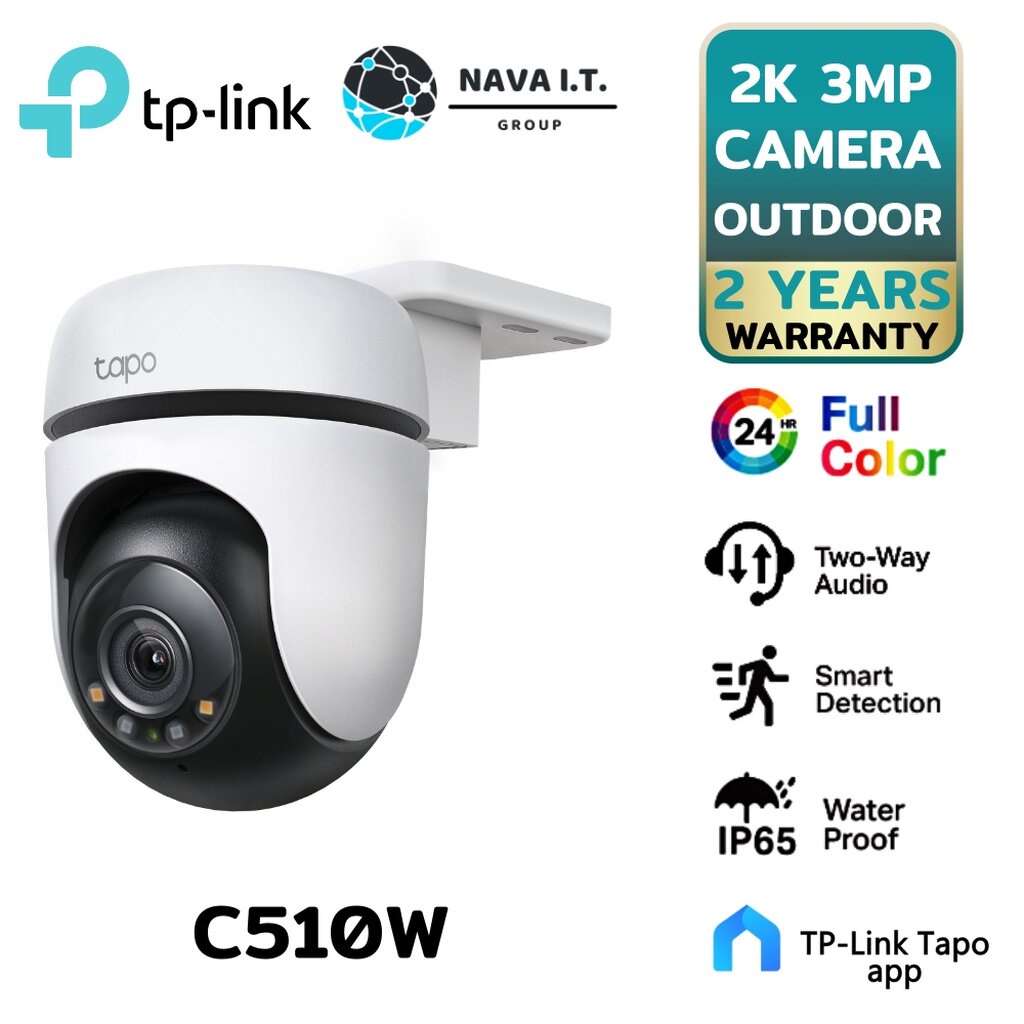 COINSคืน15%⚡FB9JMZV6⚡ TP-LINK TAPO C510W 2K FULL-COLOR IP OUTDOOR PAN ...