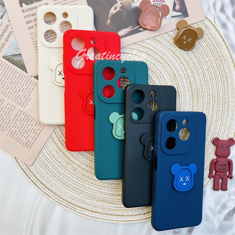 Tecno Spark 20c Bg7 Spark 20 Kj5 เคสโทรศัพท์มือถือ ซิลิโคน เนื้อแมตต์ ขอบตรง พร้อมแหวนขาตั้ง