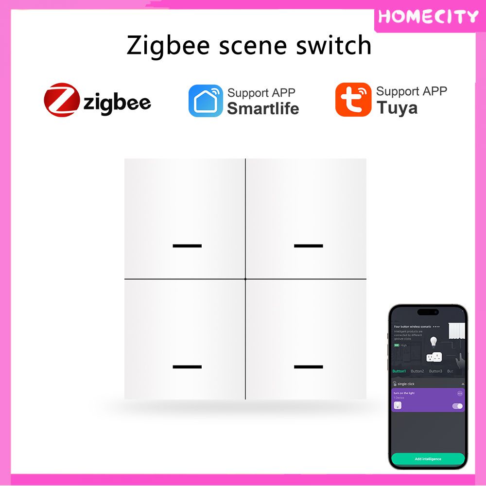 [พร้อม] Tuya Zigbee Smart Switch 4 GANG 12 ฉากสวิทช์ปุ่มกดControllerอัตโนมัติสถานการณ์สนับสนุน ...