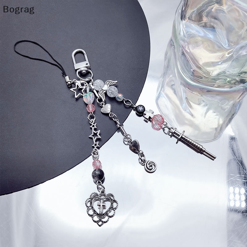 [Bogr] Y2k สายคล้องโทรศัพท์มือถือ ประดับโบว์ และจี้ลูกปัด ป้องกันการสูญ ...