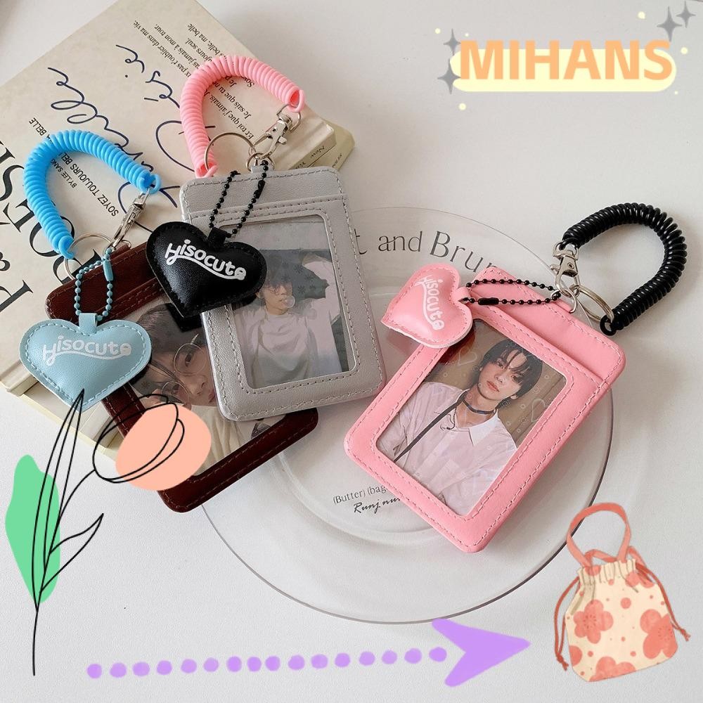 Mih 3 นิ้ว Photocard Holder,แขวนตกแต่ง PU Card Holder,แบบพกพาเชือกยืดหยุ่นบัตรเครดิต ID Bank ...