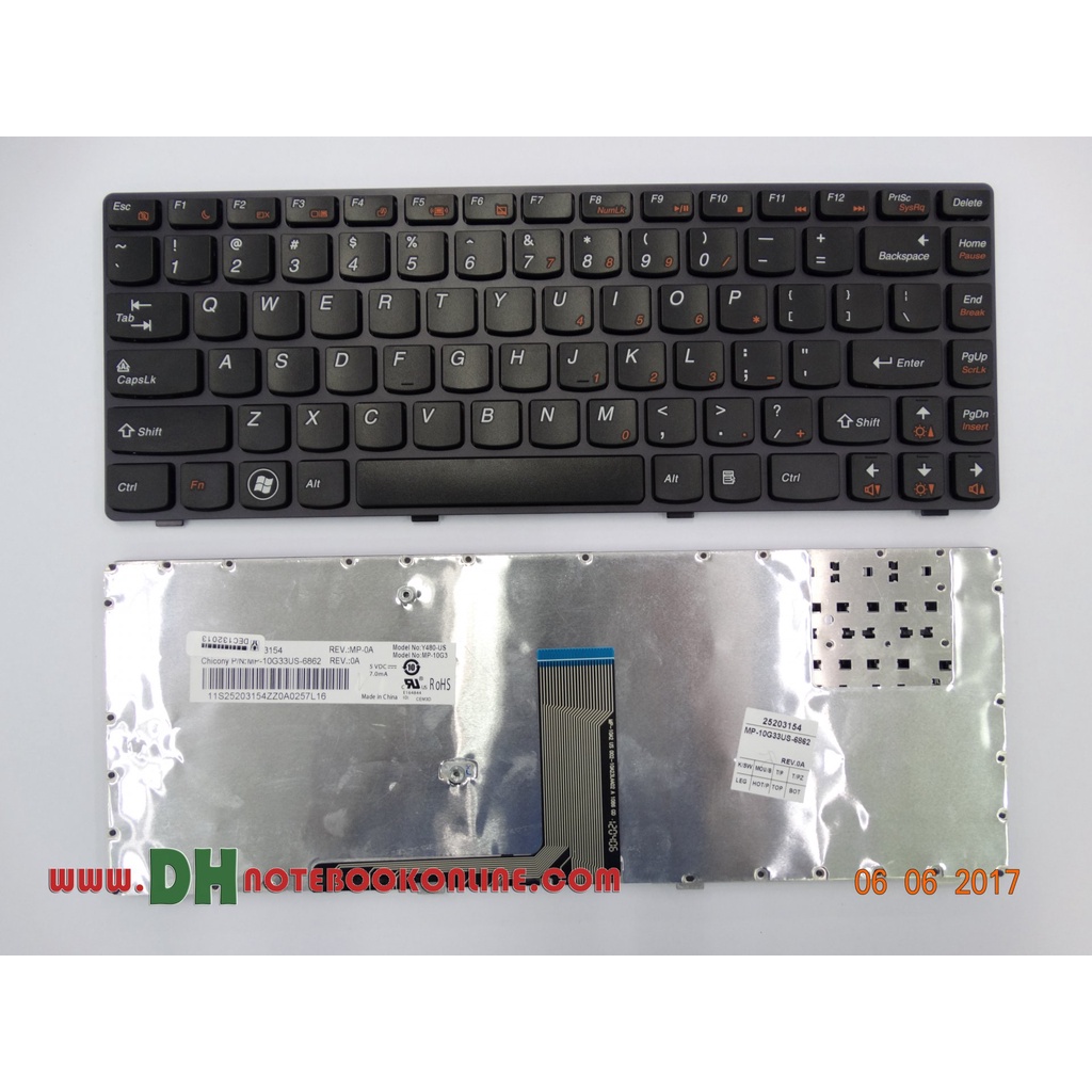 คีย์บอร์ดโน๊ตบุ๊ค keyboard IBM Lenovo Ideapad Y480 Y480A Y480M Y480N ...