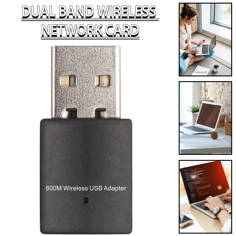 Dual 600Mbps USB WiFi Wireless Dongle AC600 Lan Network Adapter 2.4GHz ...