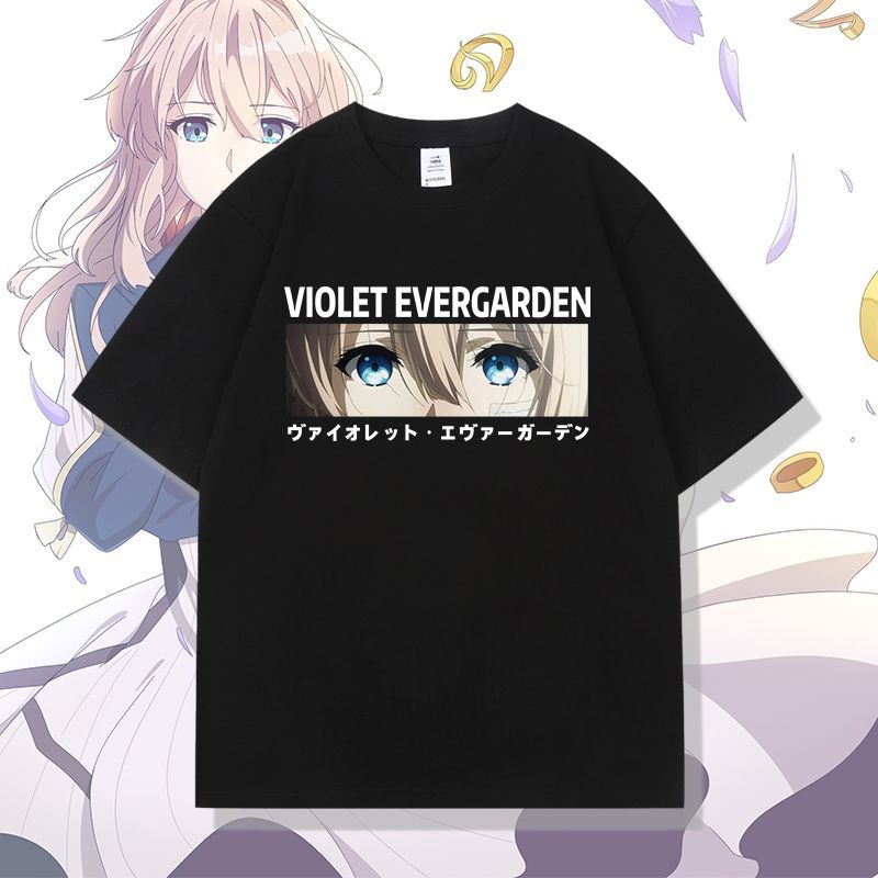 INS Violet Evergarden อะนิเมะแขนสั้น Violet Eve Garden เสื้อยืดทั้งชายและหญิงสามารถสวมใส่เสื้อคอ ...