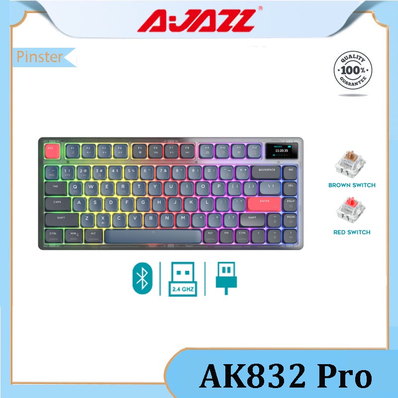 Ajazz AK832 Pro ปะเก็นหน้าจอ TFT โปรไฟล์ต่ํา คีย์บอร์ดเชิงกล | Shopee ...