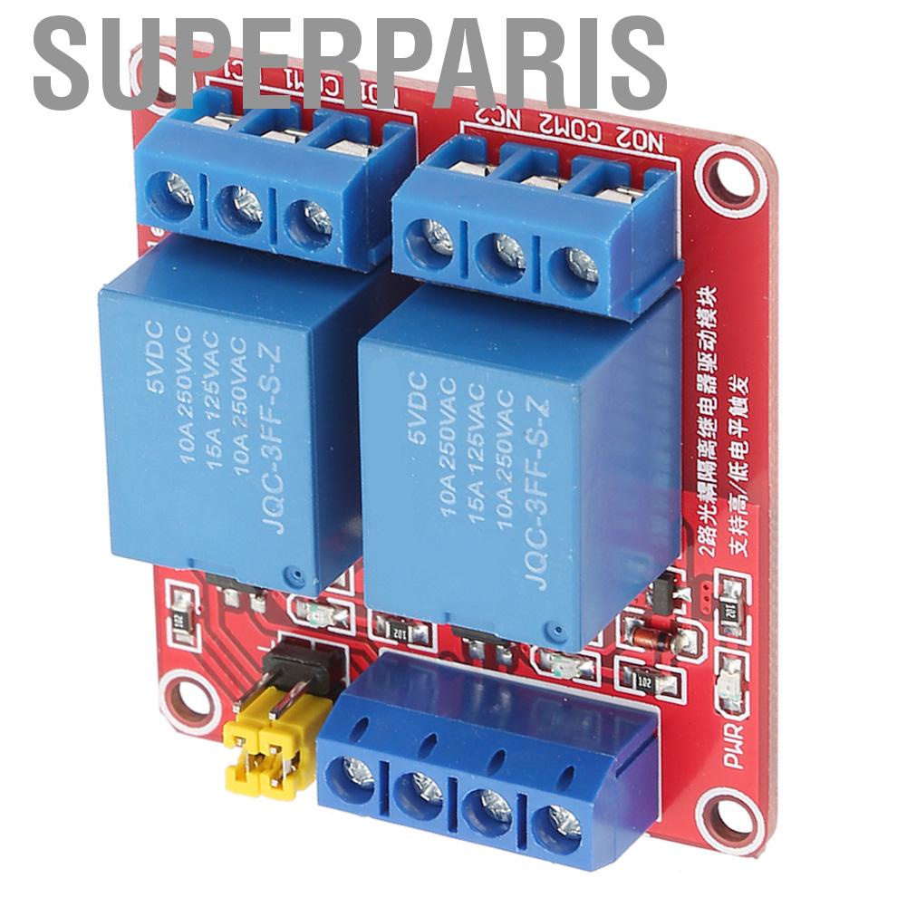 Superparis 2 Channel Relay Module with Optocoupler High Low Level Trigger Expansion Board Fault ...