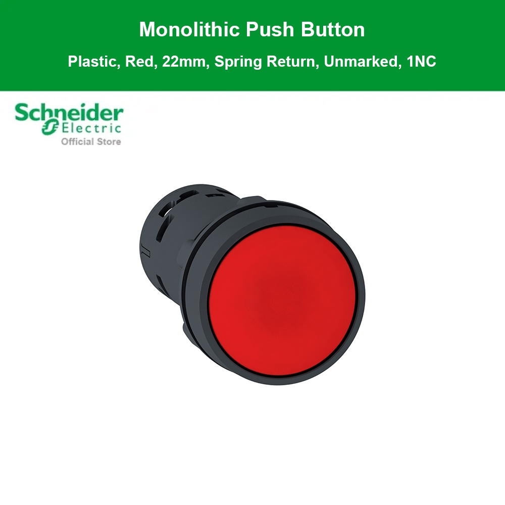 Schneider Electric Monolithic push button,Harmony XB7,plastic,red,22mm ...