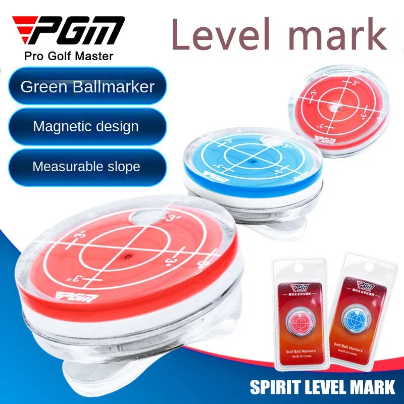 PGM MK011 กอล์ฟระดับฟังก์ชันการทำเครื่องหมายหมวกแม่เหล็กคลิปลูกกอล์ฟเครื่องหมายสีแดงและสีฟ้า ...