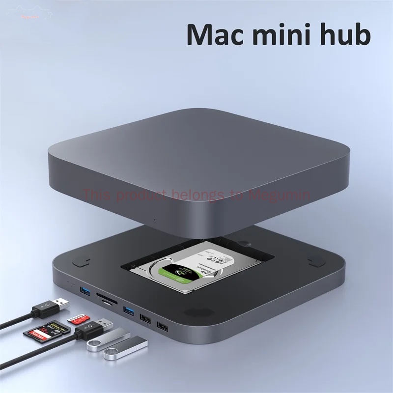 7in1 ฮับ USB C สําหรับ Mac mini M1 M2 พร้อมกล่อง HDD 2.5 SATA NVME M.2 ...