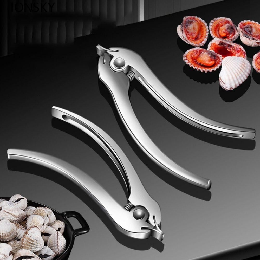 Ionsky คีมหอยเลือด, สังกะสีอัลลอยด์ด้ามโค้ง Shellfish Scallop Clamp, ทน ...