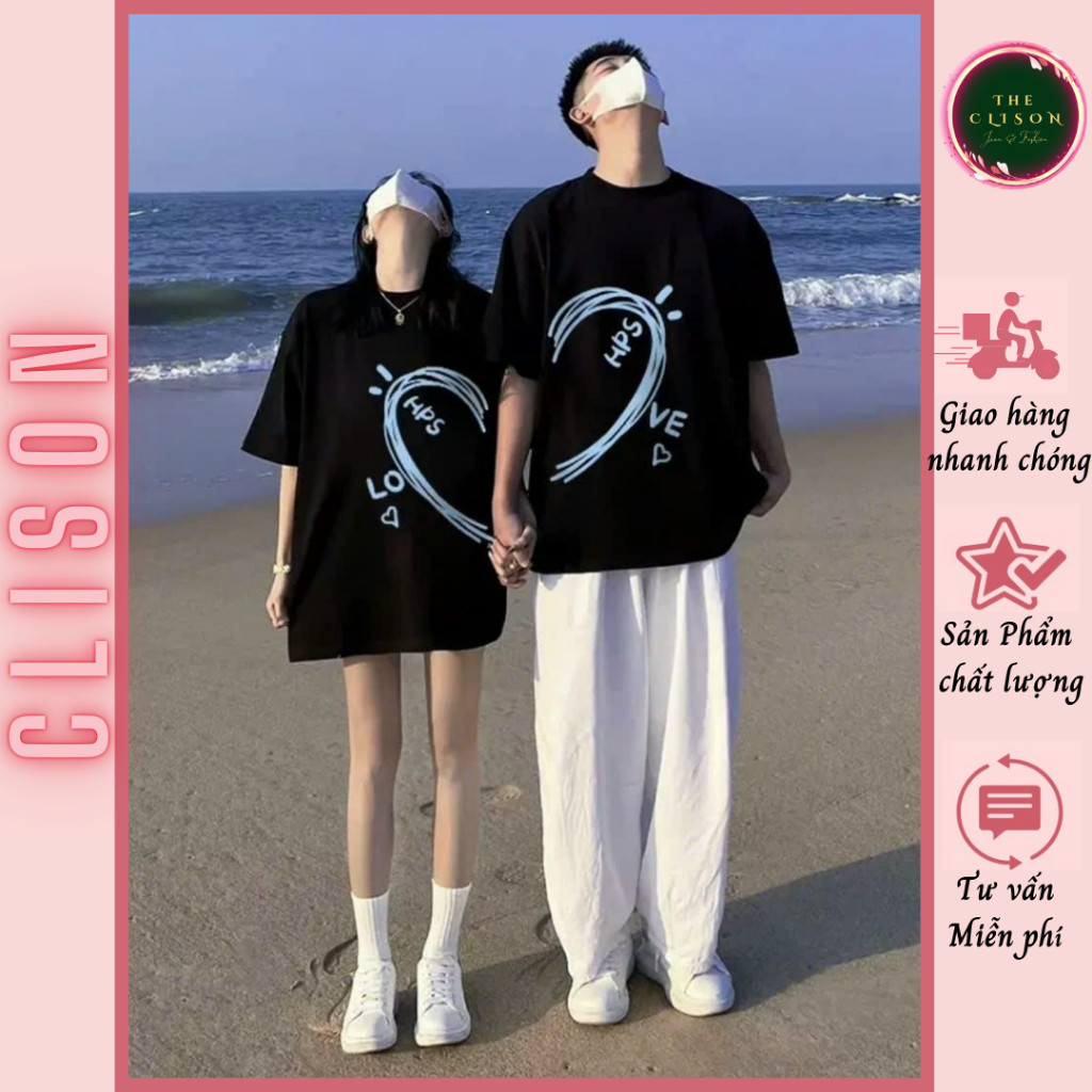 S-5XL คู่ ชุดเสื้อยืดแขนสั้นทรงหลวม ขนาดใหญ่เกินไป หัวใจสําหรับผู้ชาย ...