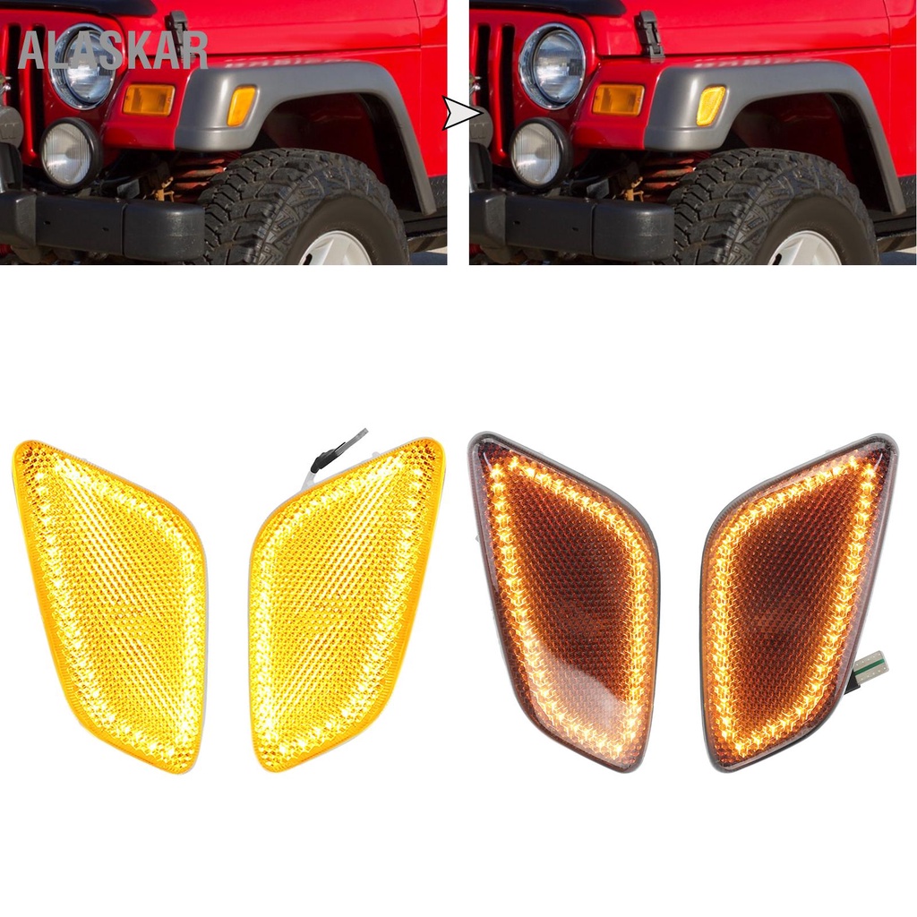 ALASKAR กันชนหน้า LED Side MARKER ไฟเลี้ยวสีเหลืองสัญญาณกันน้ำ 55155628AC สำหรับ JEEP Wrangler ...