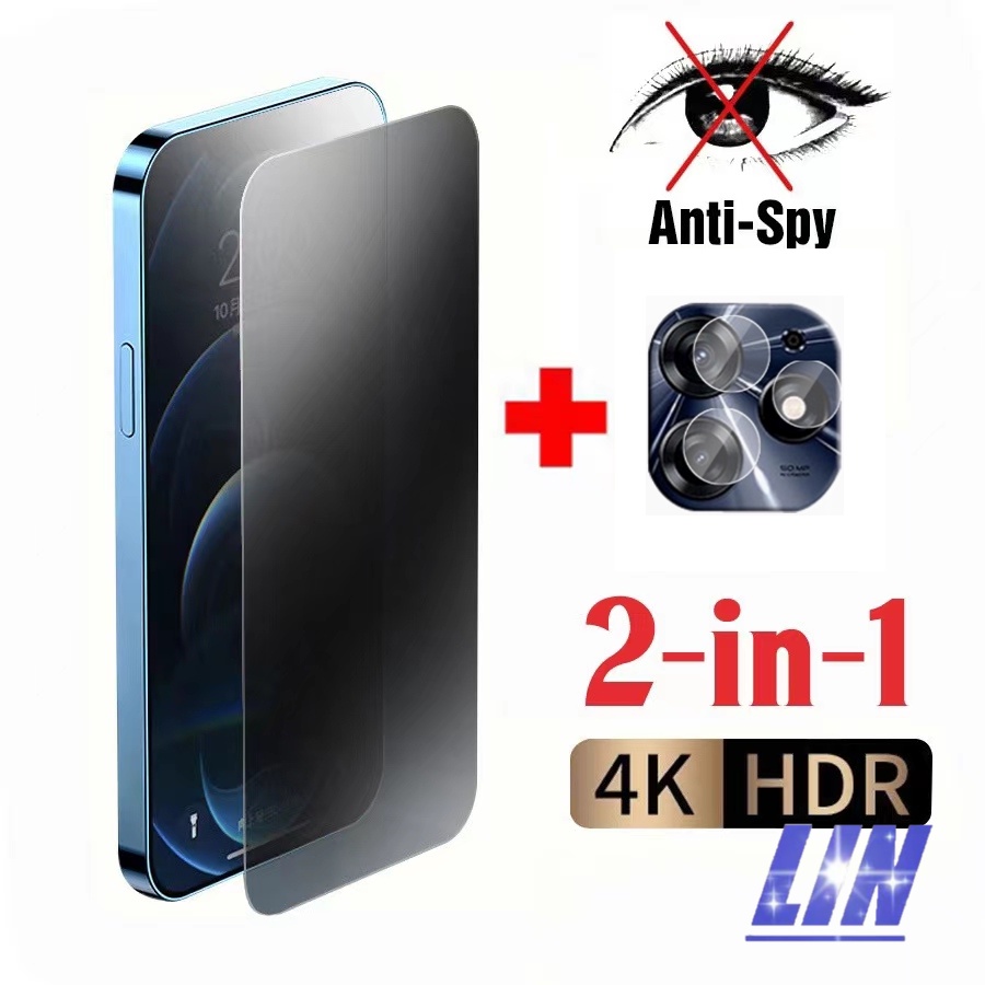 2in1 Anti-Spyความเป็นส่วนตัวกระจกนิรภัยฟิล์มสําหรับHuawei NovaY61 Y70 ...