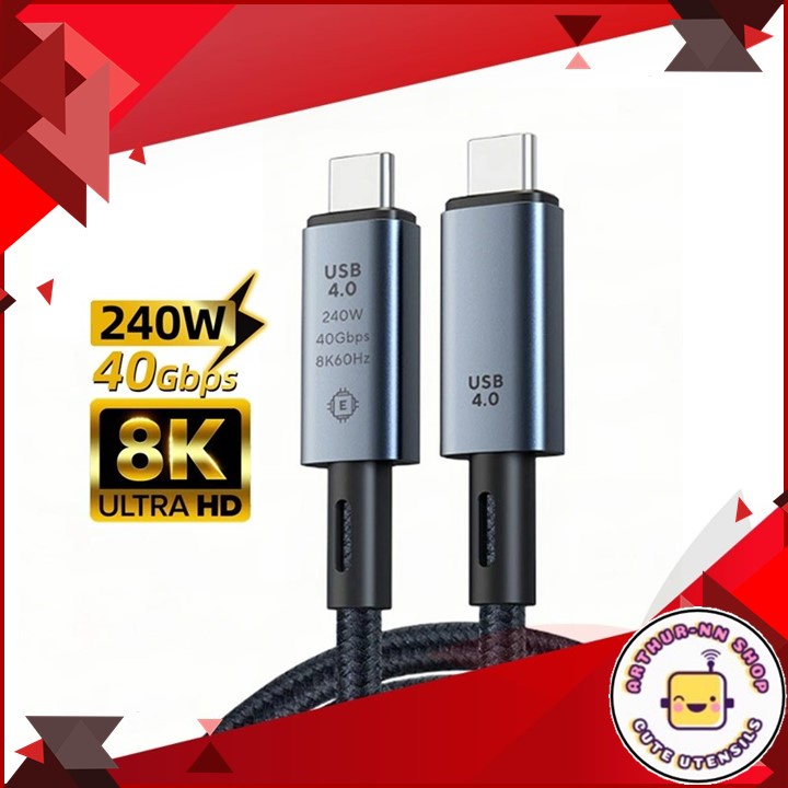 พร้อมส่ง สายชาร์จ USB4 40Gbps TypeC ชาร์จไว 240W 8K60Hz Thunderbolt3 แล็ปท็อป มอนิเตอร์ | Shopee ...