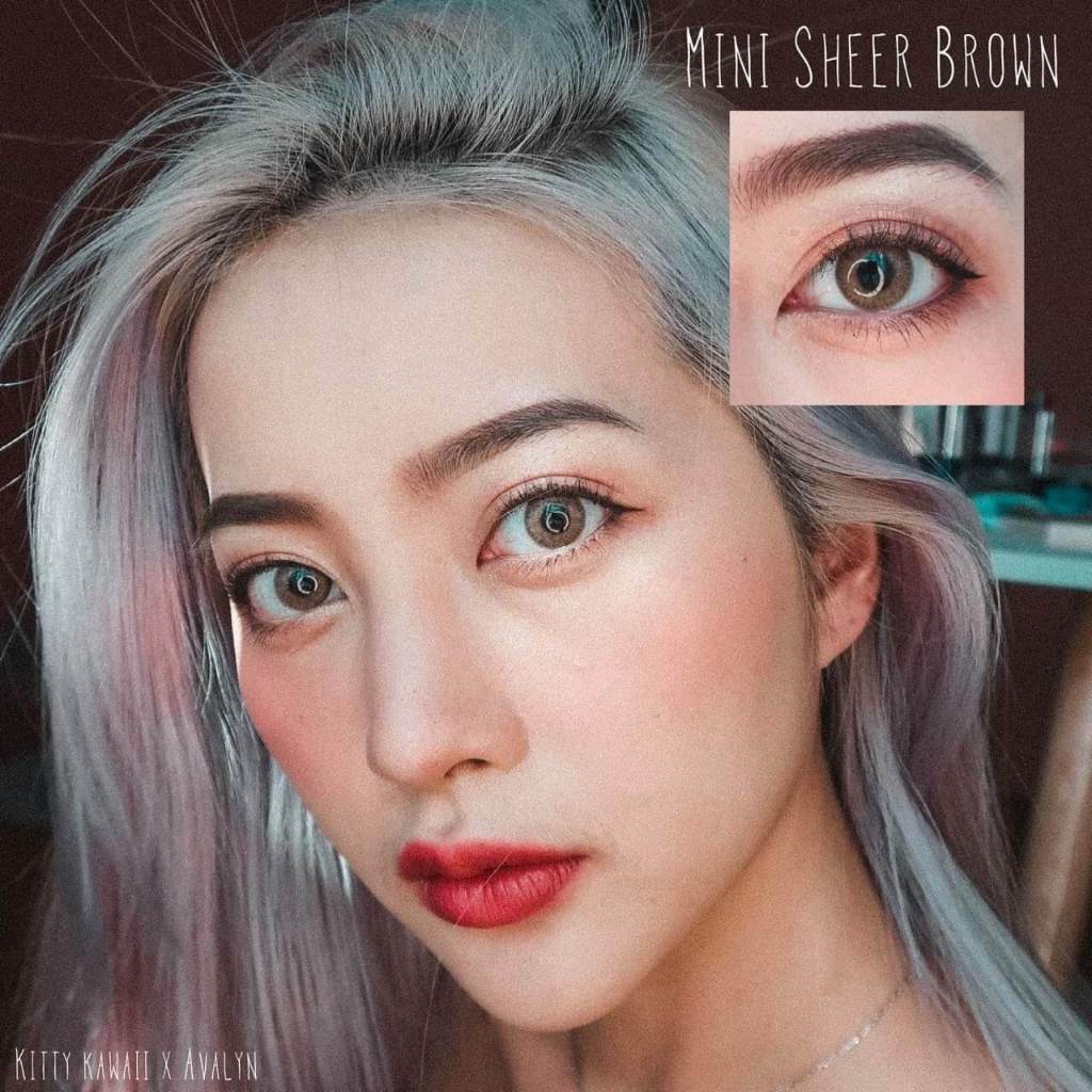 คอนแทคเลนส์(มินิ) Mini Sheer ฺBrown / Gray (Kitty Kawaii) ⭐️ลายฮิต ขายดีมาก กรองแสงกันยูวี ...