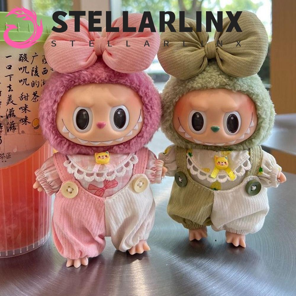 Stellarlinx Labubu เสื้อผ้าตุ๊กตา, ชุดโบว์ Labubu ตุ๊กตาเสื้อผ้า, ชุดตลก Kawaii DIY มินิผ้าฝ้าย ...