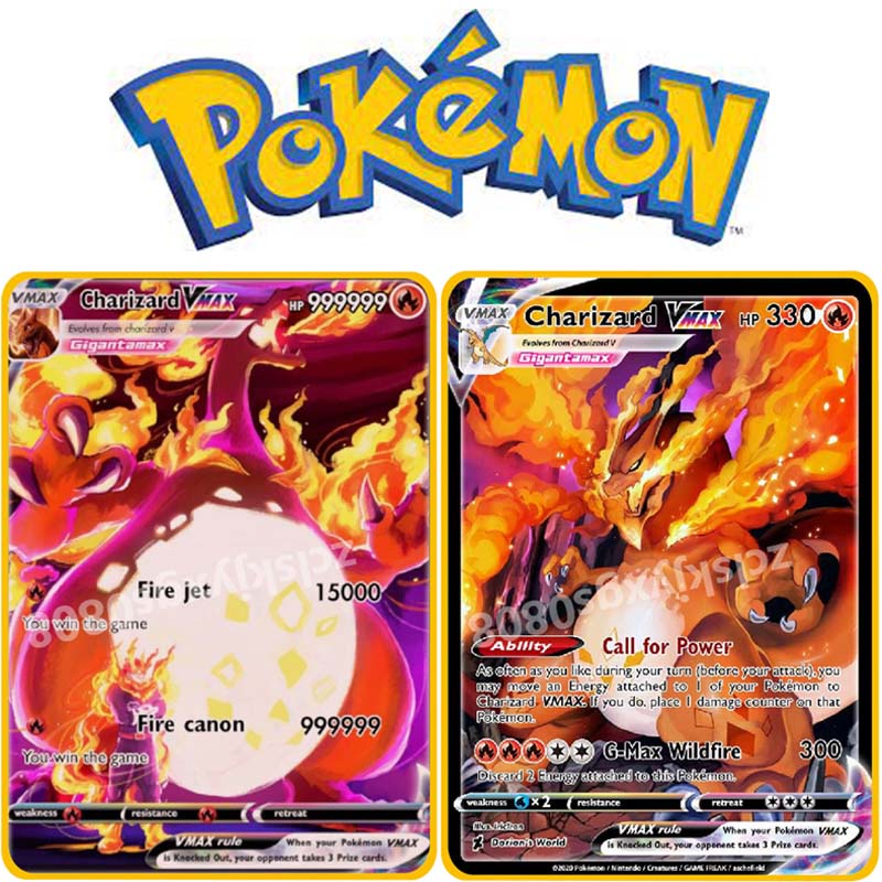 New Pokemon Metal Cards Pikachu Charizard Vmax Hp 999999 Children Anime ...