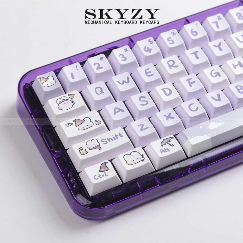 Magic Bunny Keycaps Cherry Profile การ์ตูนอนิเมะ ไลแลค PBT Dye Sub ...