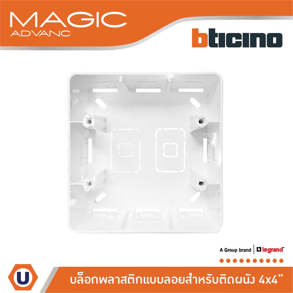 BTicino บล๊อกลอยพลาสติก ขนาด 4x4 นิ้ว (สำหรับรุ่น Magic) Surface Mounted Box | Magic | M906PS ...