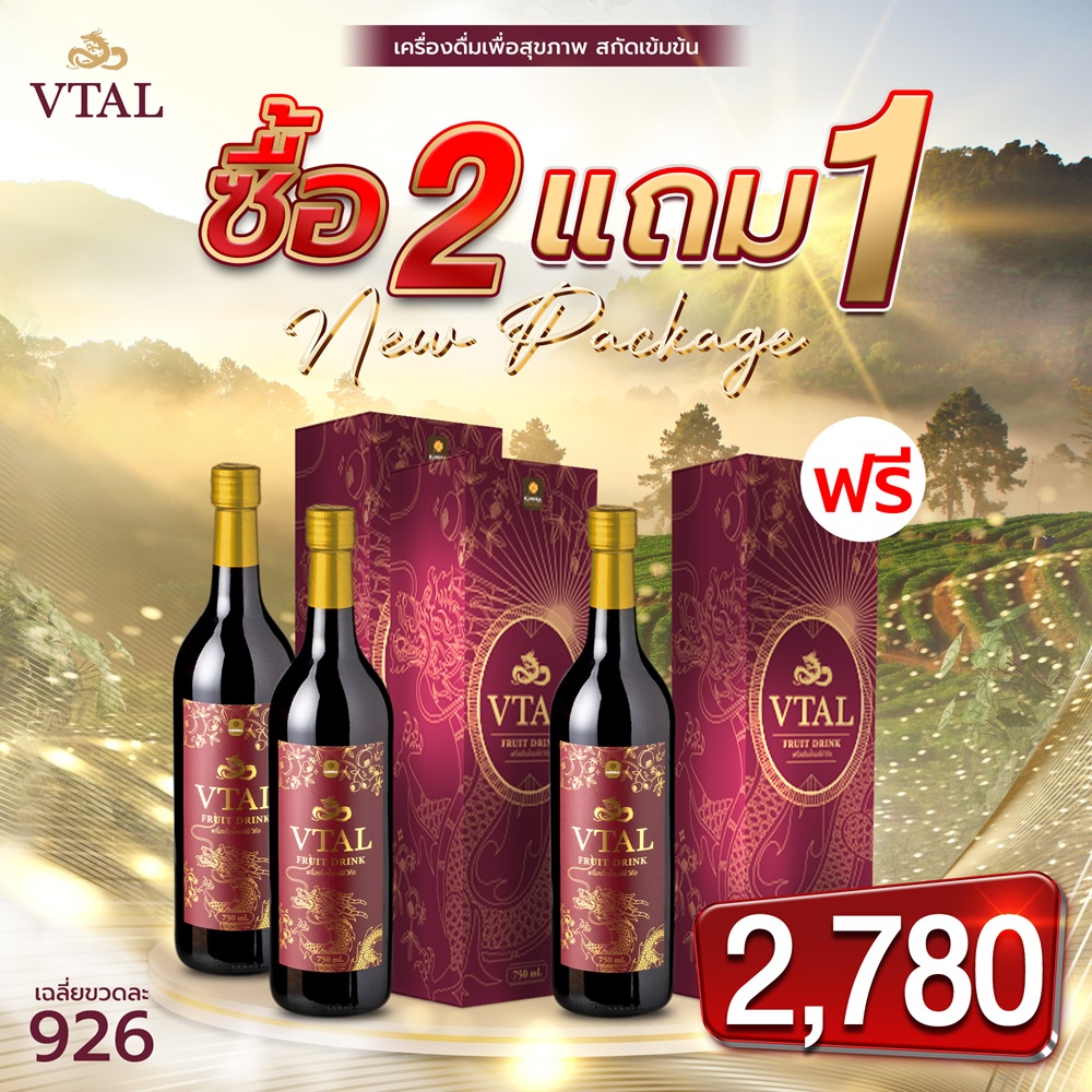 [พร้อมส่ง+ส่งฟรี] วีทัล VTAL 2แถม1ขวด เครื่องดื่มผลไม้สกัดเข้มข้นเพื่อ ...
