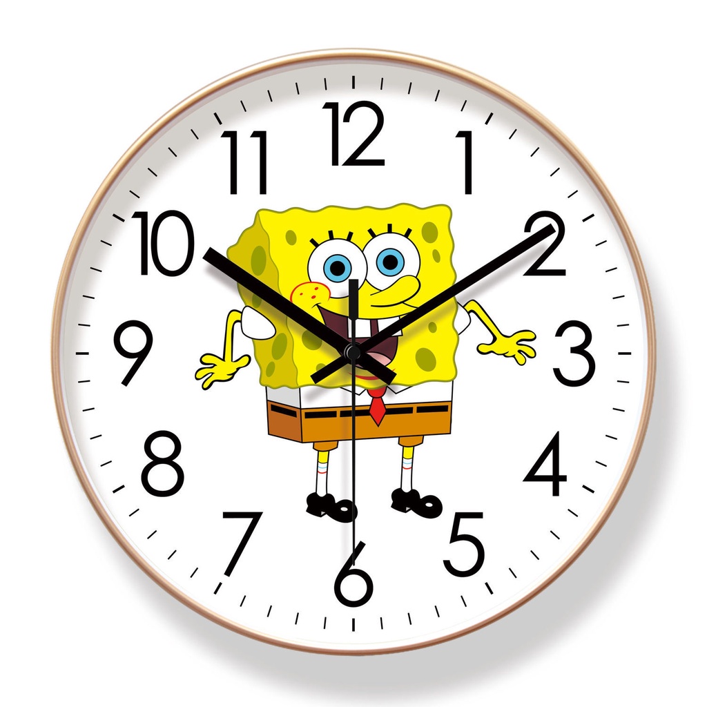 คุณภาพสูงSpongeBob Patrick Star Wall Clock Home Clock Flip Meter Silent ...
