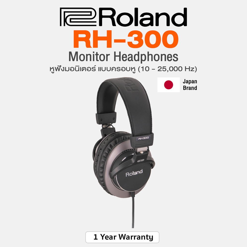Roland® RH-300 Monitor Headphone หูฟังมอนิเตอร์ แบบครอบหู ความถี่ 10 ...