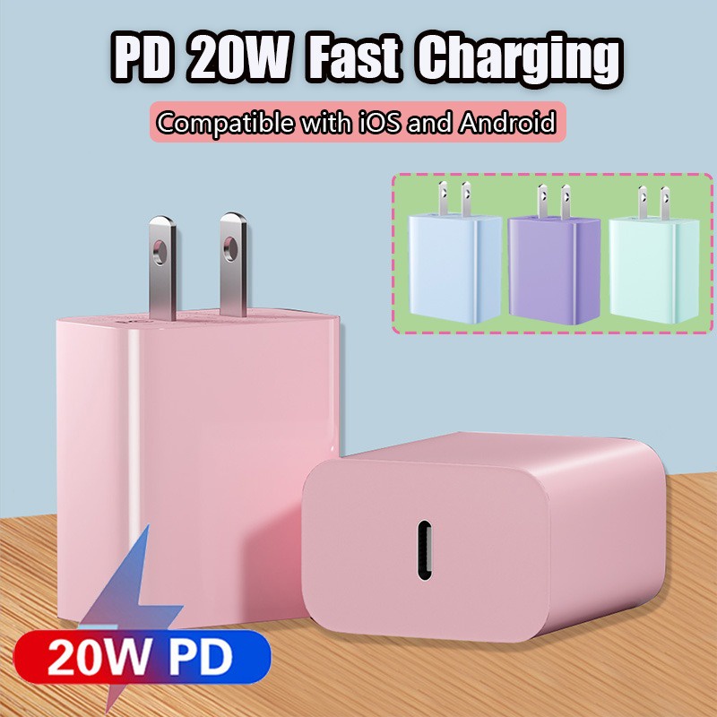 หัวชาร์จ PD สี Macaron 20W สำหรับ iOS และ Android (ข้อบังคับของสหรัฐ ...