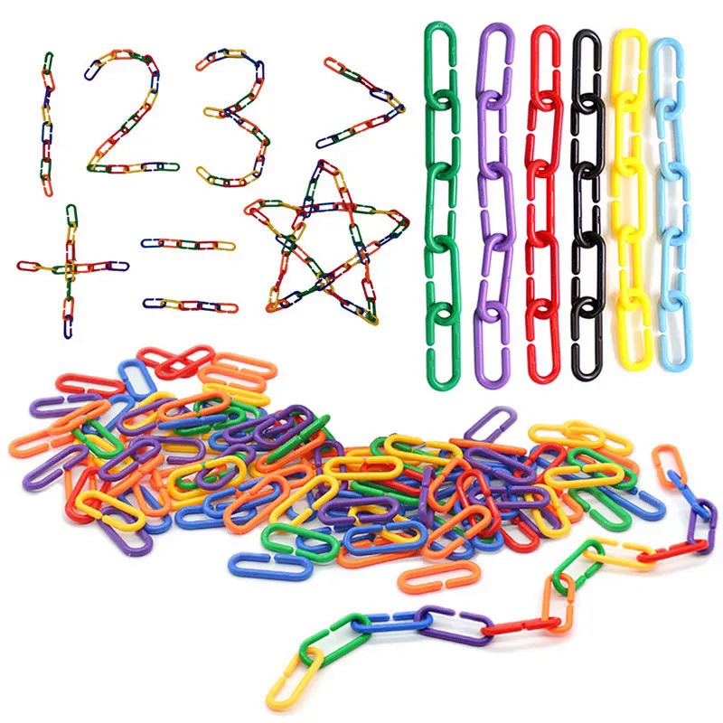 60PCS Kids Geometric Chain Linked Buckle Building Block Educational Toy ...