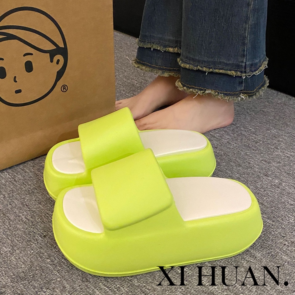 XI HUAN รองเท้าแตะ สบายขึ้น นุ่ม พื้นหนา เพิ่มสูง รองเท้าหัวโต ด้านล่าง ...