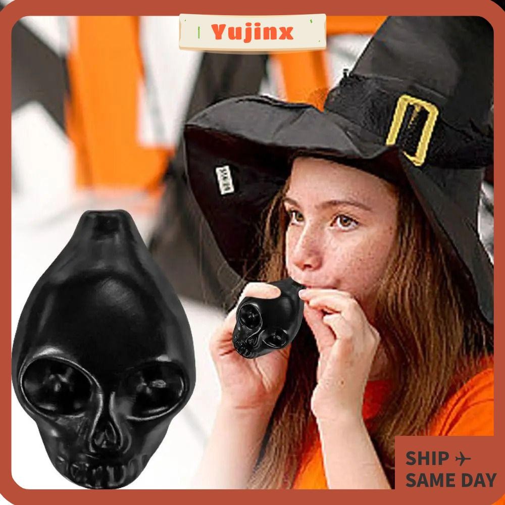 Yujinx นกหวีด Creepy Death รูปทรงหัวกะโหลกเซรามิก Scream Whistle, สีดํา ...