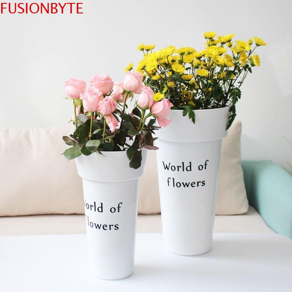 Fusionbyte ถังแสดงดอกไม้, ถังดอกไม้นอร์ดิกพลาสติก, อุปกรณ์ทําสวน Rustic Pastoral Planter พืชสี ...