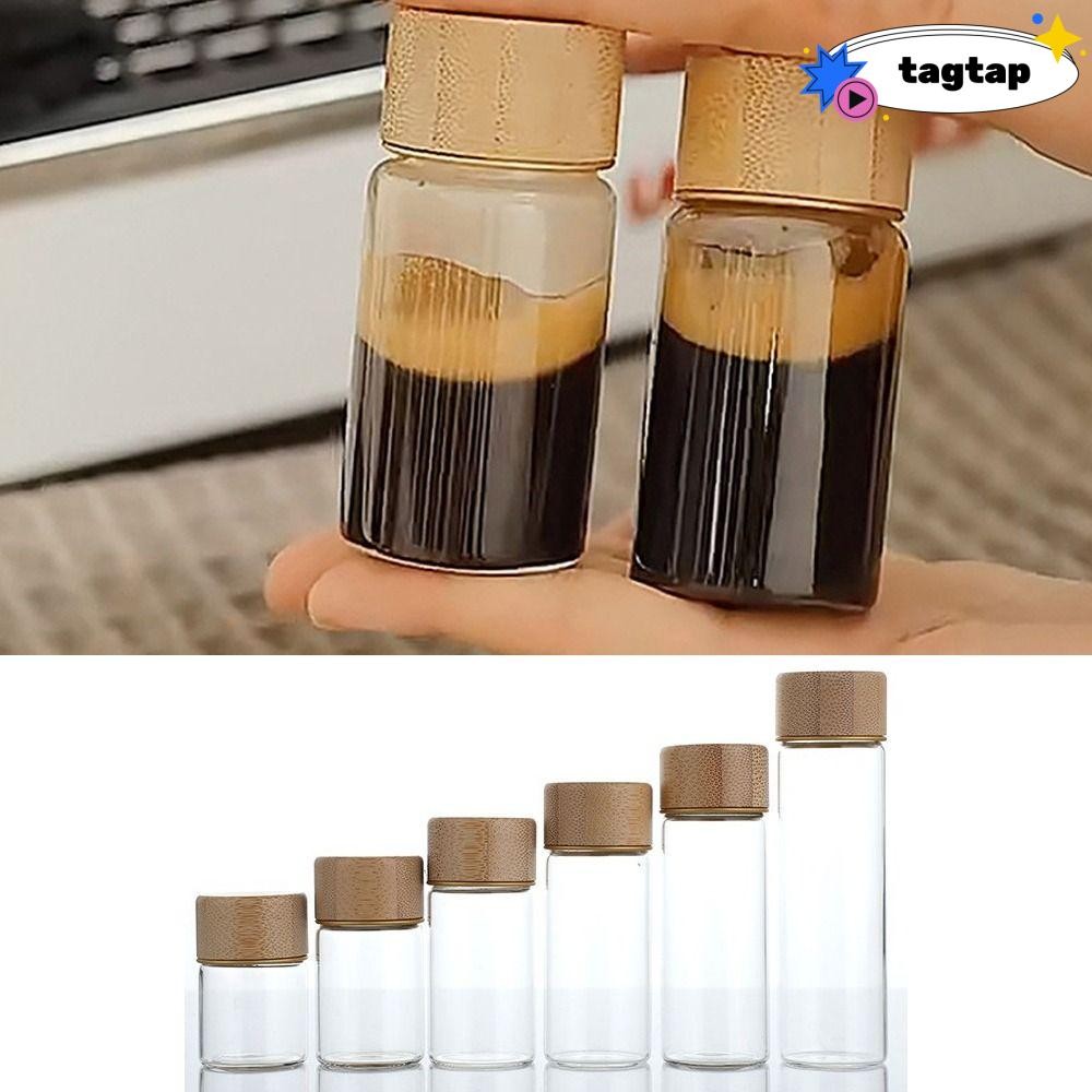 Tagtap ขวดแก้วเก็บเครื่องมือฝาไม้แก้วปิดผนึกขวดเครื่องเทศ,ขวดจ่ายถังเก็บโปร่งใสรอบขวดเครื่องเทศ ...