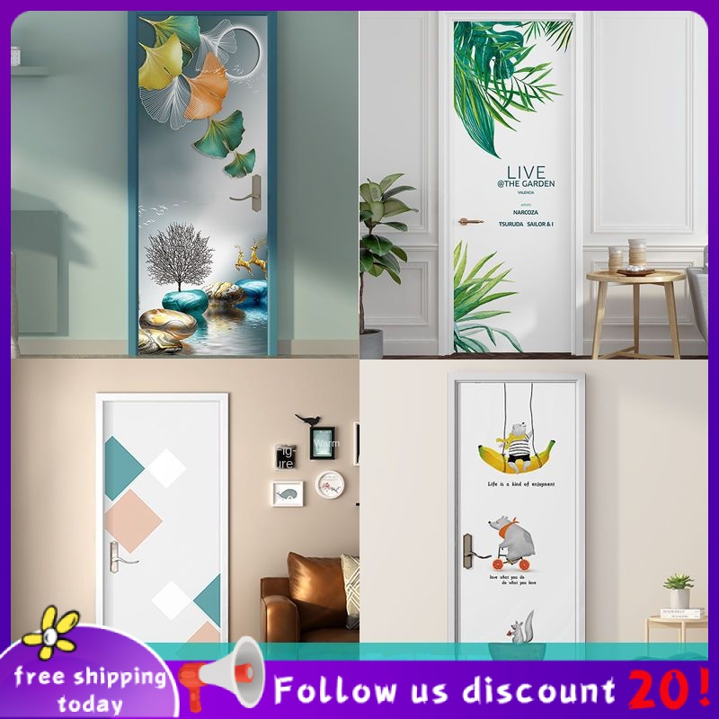 Se7ven Thickened door stickers wood door veneer creative patterns ...