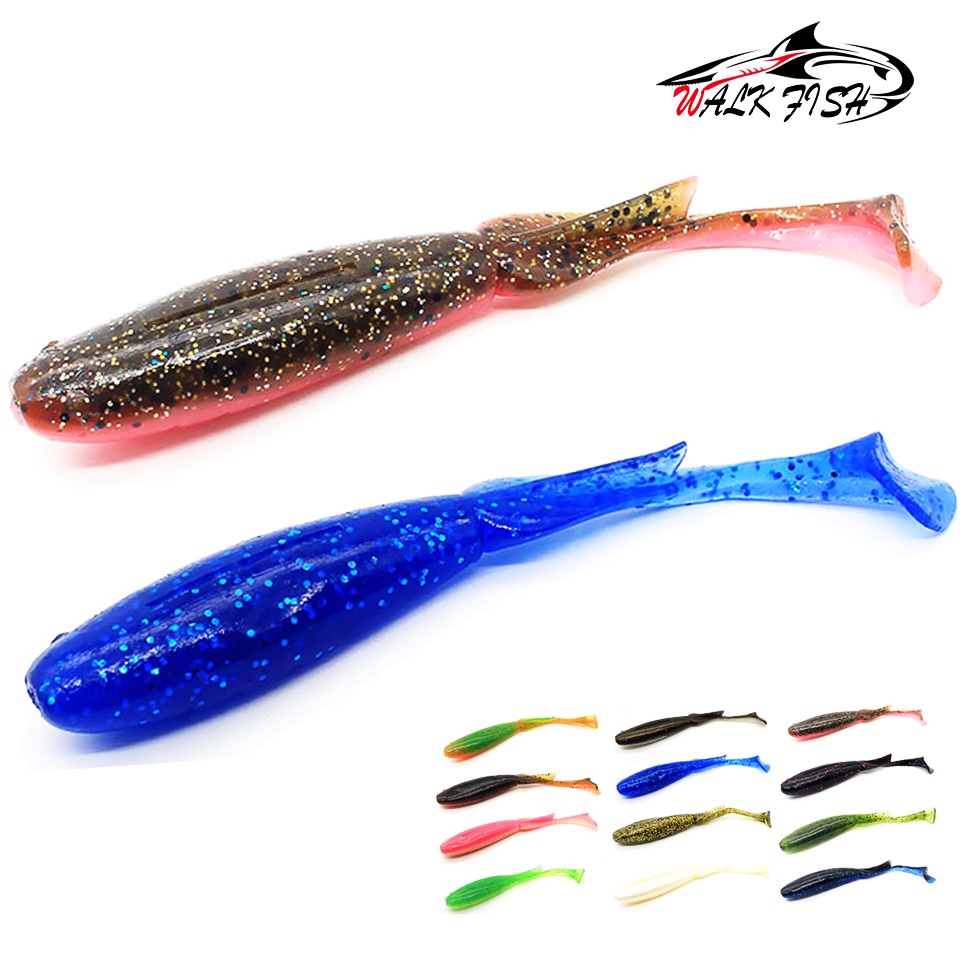 Walk FISH 3.4g/11g T-Tail เหยื่อตกปลานุ่มปัญญา Hook Groove, Bionic Worm ...
