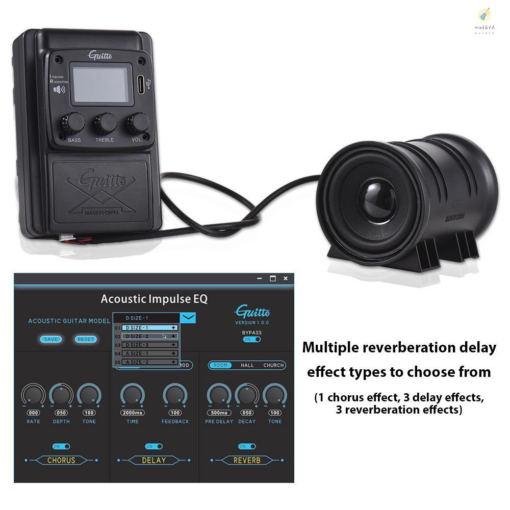 Guitto GGP-04 ปิ๊กอัพกีตาร์อะคูสติก IR หน้าจอ LCD พร้อมเอฟเฟคกีตาร์คลาสสิค IR Tones Reverb Delay ...