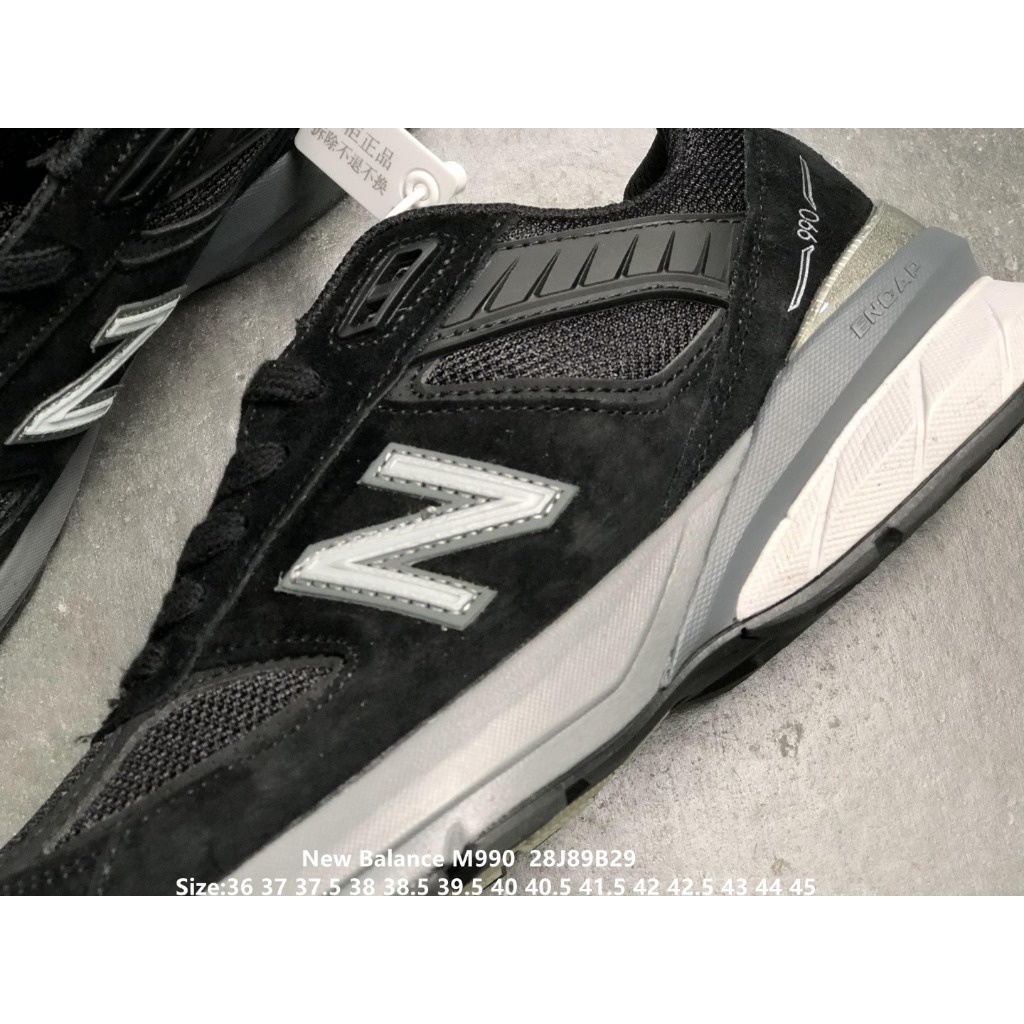 True New Balance NB990 V3 Black ป้องกันการลื่นไถลดูดซับแรงกระแทกวินเทจ ...