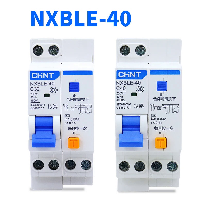 Chint NXBLE-40 เบรกเกอร์สวิตช์ป้องกันไฟรั่ว 1P+N 230V 10A 16A 20A 25A 32A 40A RCBO DPNL | Shopee ...